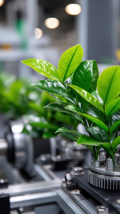 Fresh Green Plants Growing on a Mechanical Device in a Controlled ...