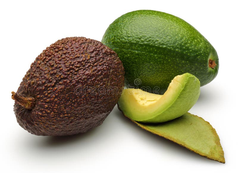 Fresh Green and Ripe Avocados with Slice Isolated Stock Image - Image ...