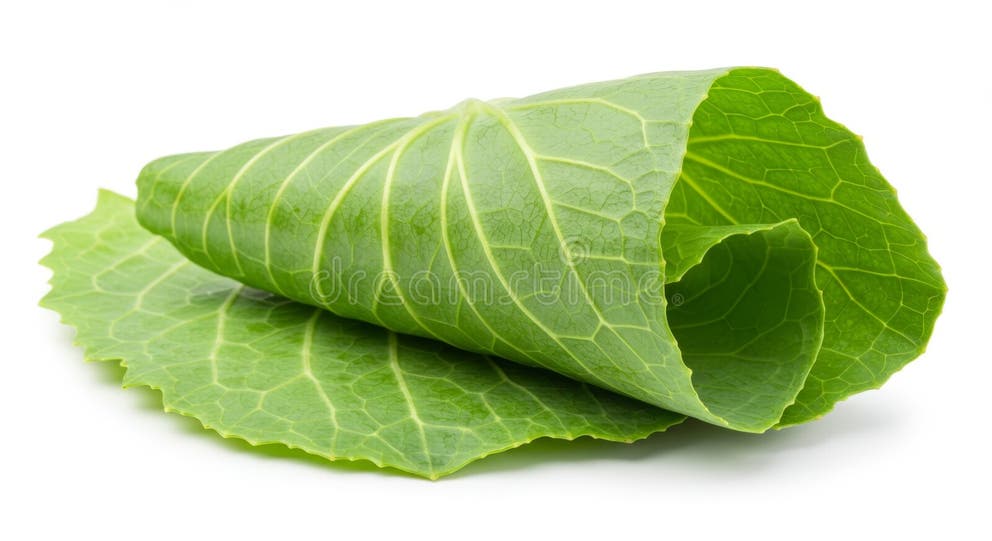 Fresh Green Rolled Leaves on White Background Stock Illustration ...