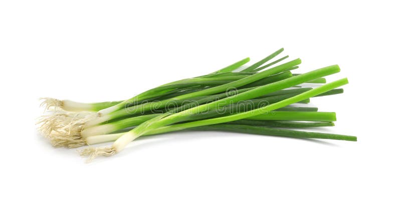 Fresh Green Spring Onions on White Background Stock Image - Image of ...