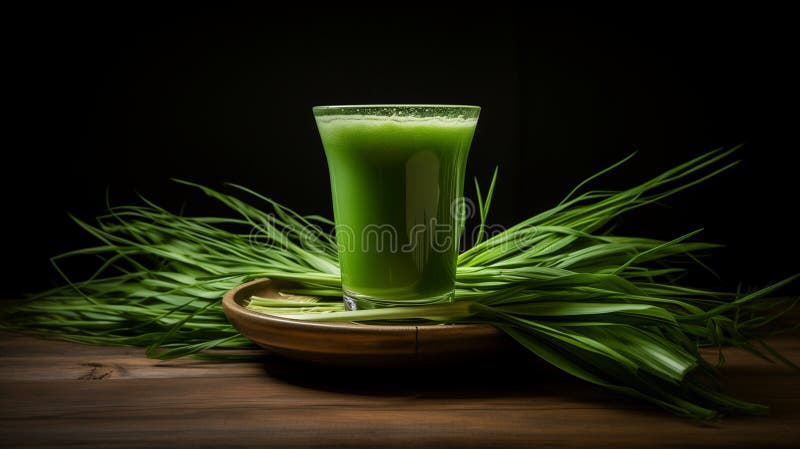 Fresh Green Sprouts of a Wheat and a Wheatgrass Drink on a White ...