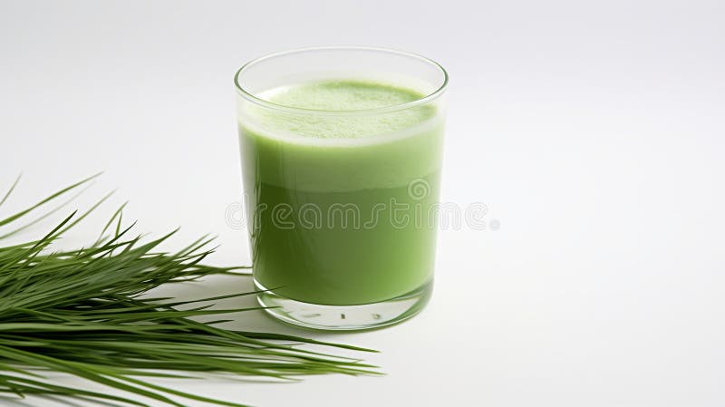 Fresh Green Sprouts of a Wheat and a Wheatgrass Drink on a White ...
