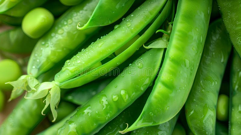 Fresh Green Sugar Snap Peas on Plant Stock Illustration - Illustration ...