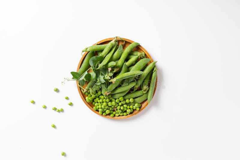 Fresh Green Sweet Peas Top View on Plate Stock Photo - Image of healthy ...