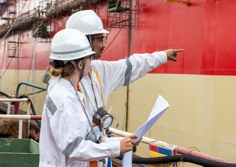 The Engineers at the Shipyard Stock Photo - Image of shipbuilding ...