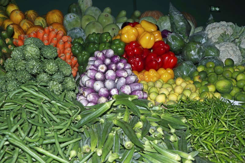 Fresh Green Vegetables in a Market Stall for Sell Stock Image - Image ...