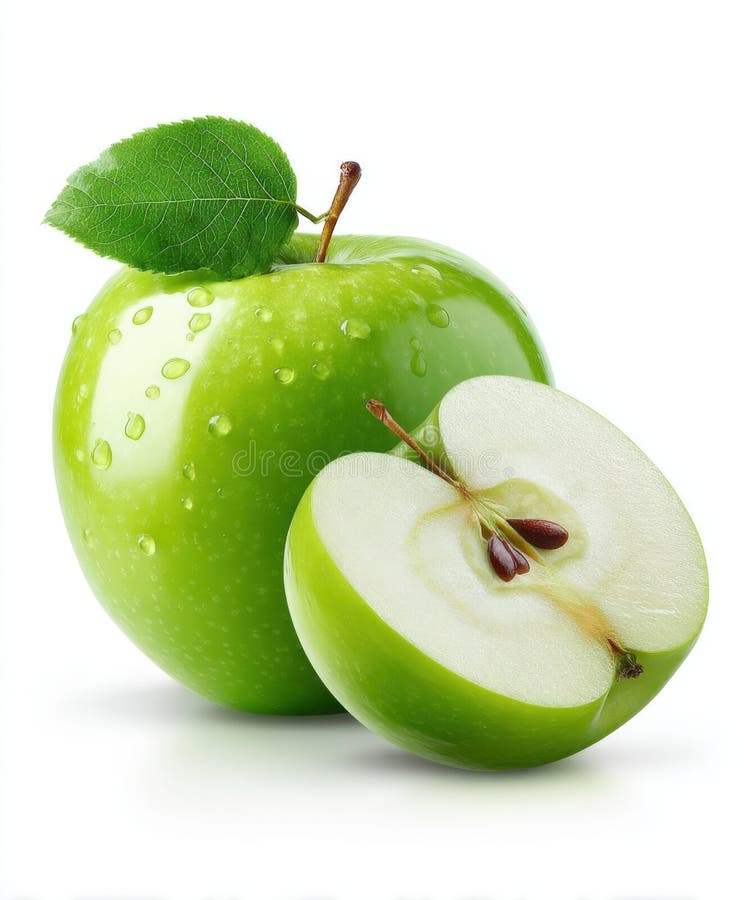 Generative AI Fresh Green with Water Droplets and Half Sliced Portion ...