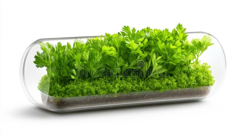 Green Plants Growing Inside a Transparent Modern Container Isolated on ...