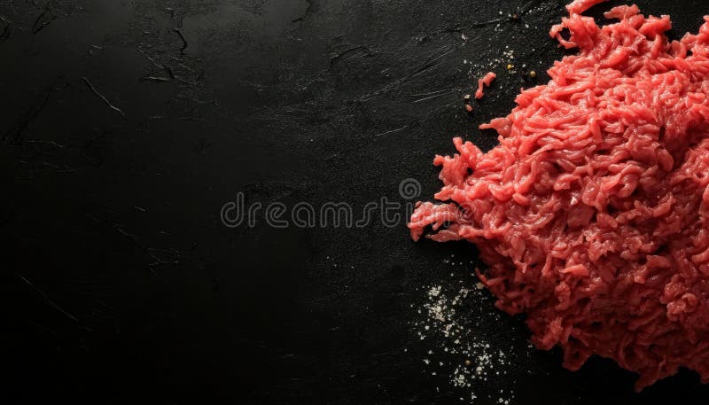 Fresh Ground Beef on a Dark Surface Ready for Cooking or Preparation ...
