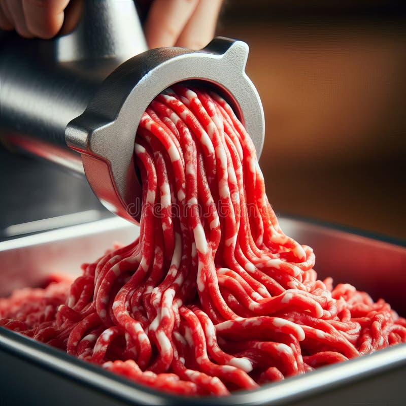 Fresh Ground Beef in Meat Grinder Stock Photo - Image of cooking, shop ...