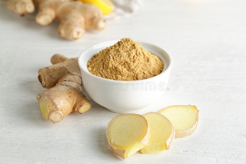 Fresh and Ground Ginger on White Table Stock Photo - Image of aromatic ...