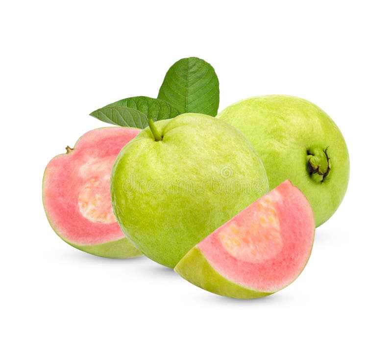 Fresh Guava Fruit with Leaves Isolated on White Background Stock Photo ...