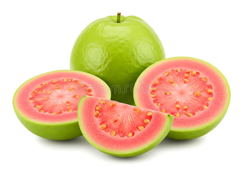 Fresh Guava Fruit, Whole and Sliced, Isolated on a White Background ...
