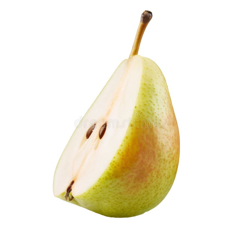 Fresh Half Bitten Pear Revealing Seeds Against Transparent Surface ...