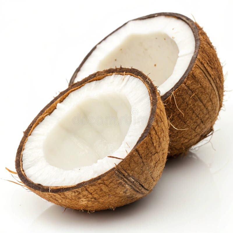 Half of Coconut Isolated on White Background Stock Illustration ...