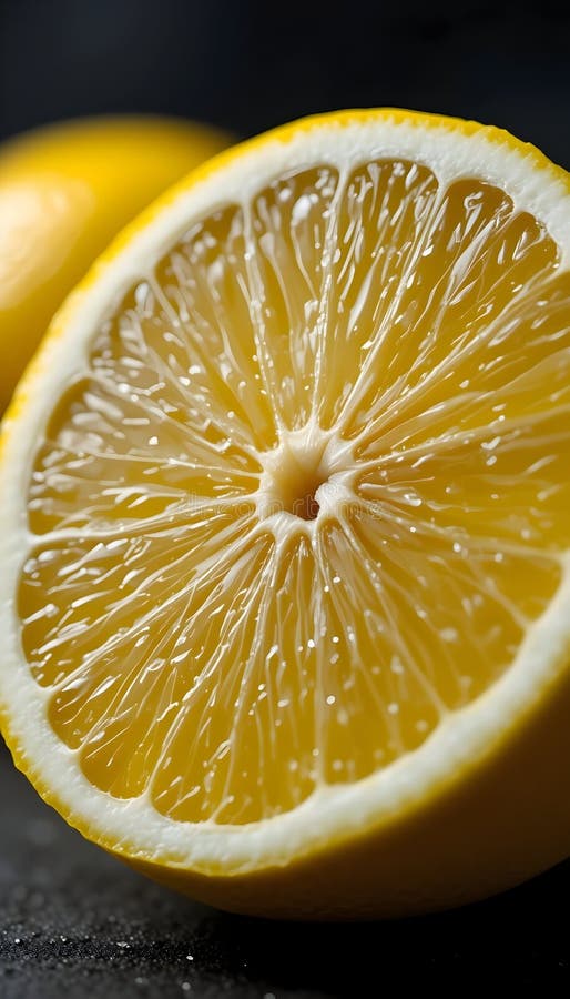 Fresh Half Lemon on a Black Background Stock Illustration ...