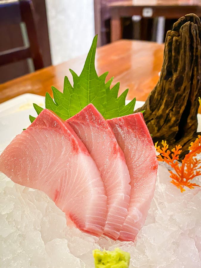 Raw Fresh Hamaji Fish Meat Sashimi in White Plate Stock Image - Image ...