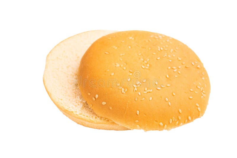 Fresh Hamburger Buns Isolated on White Background. Top View Stock Image ...