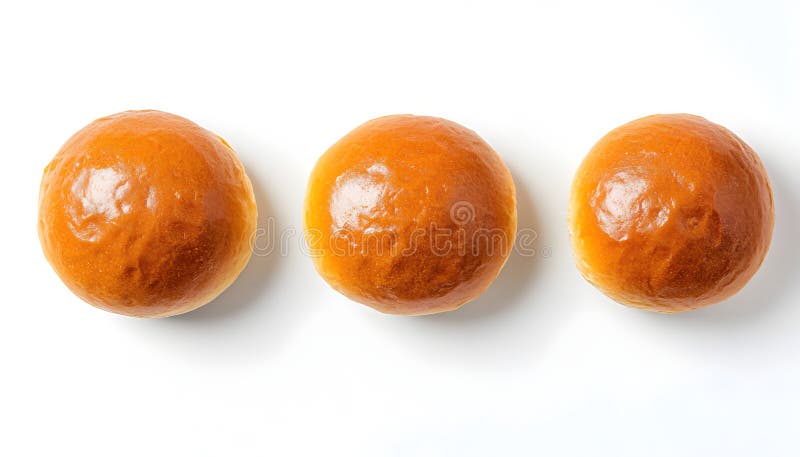 Fresh Hamburger Buns Isolated on White, Top View Stock Photo - Image of ...