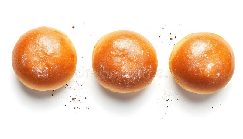 Fresh Hamburger Buns Isolated on White, Top View Stock Image - Image of ...