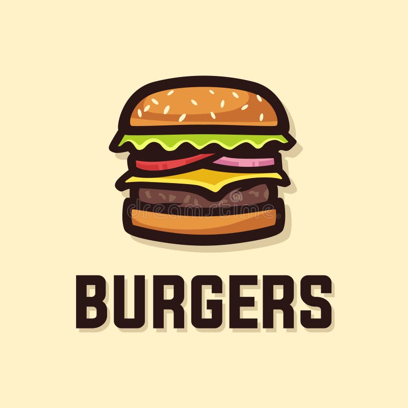 Fresh Burger Logo Illustration with Text Below Stock Vector ...