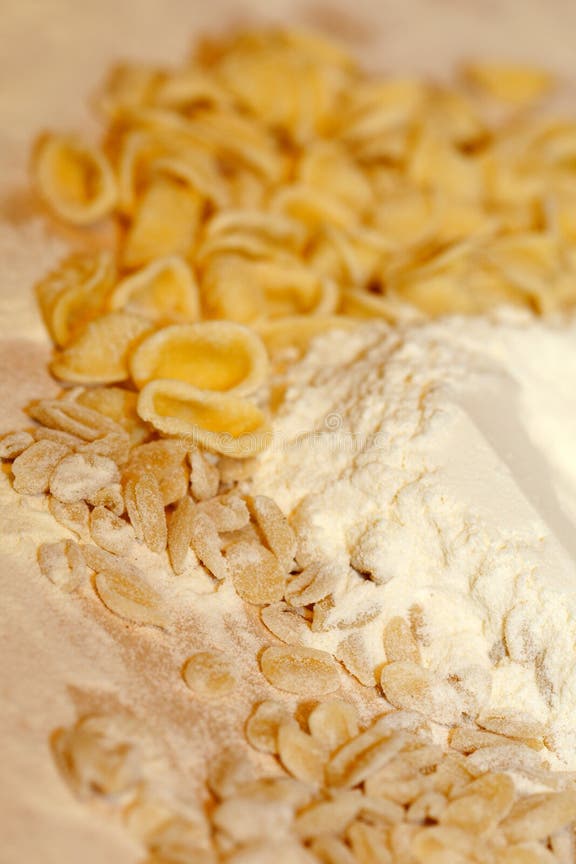 Fresh Handmade Pasta Orecchiette and Fricelli Stock Image - Image of ...