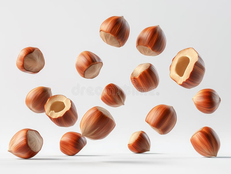 Fresh Hazelnuts Flying Around, Nutritious, Tasty and Healthy. Stock ...