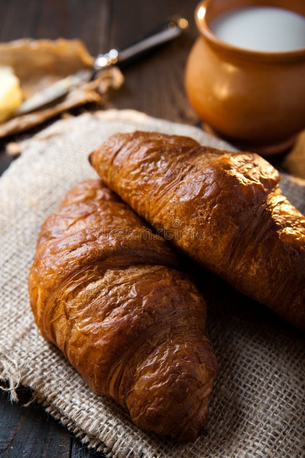 Fresh Healthy Croissant for Breakfast Stock Photo - Image of bakery ...