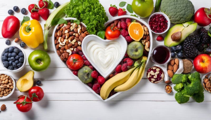 Fresh and Healthy Heart-shaped Fruit and Vegetable Platter Stock ...