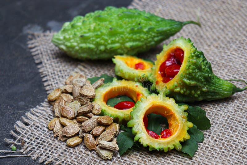 Ripe Bitter Melon with Seed Stock Photo - Image of leaf, melon: 251689918