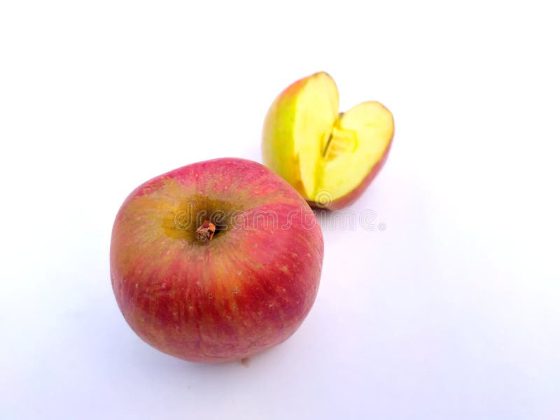 A Fresh Healthy Red Apple with a Bite of Apple on White Background ...
