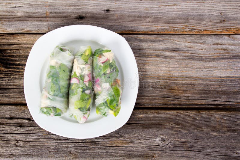 Fresh Healthy Spring Roll Wrap Stock Photo - Image of lettuce, avocado ...