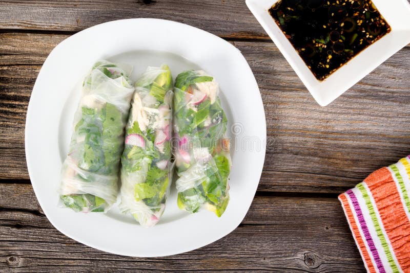 Fresh Healthy Spring Roll Wrap Stock Photo - Image of lettuce, avocado ...