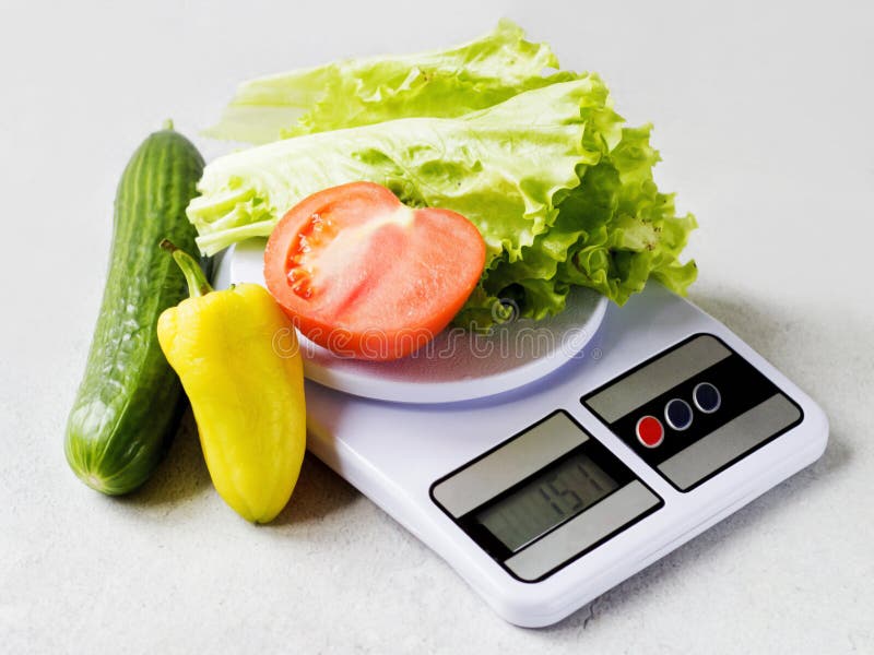 Fresh and Healthy Vegetables on the Kitchen Scales . Stock Image ...