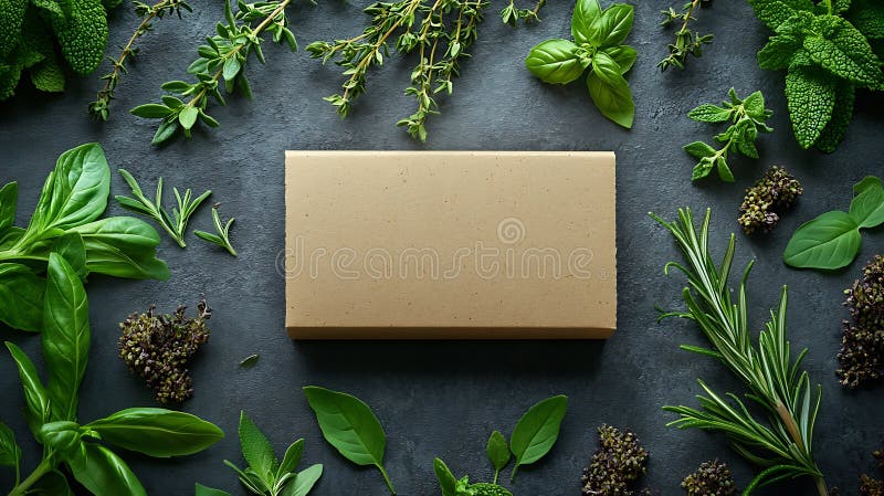 Fresh Herb Packaging Design with Blank Box Mockup Stock Illustration ...