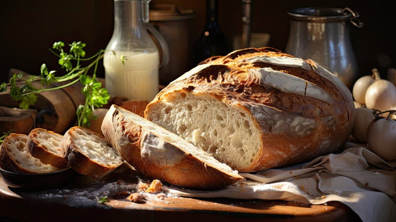 Fresh Home Baked Sourdough Bread Stock Illustration - Illustration of ...