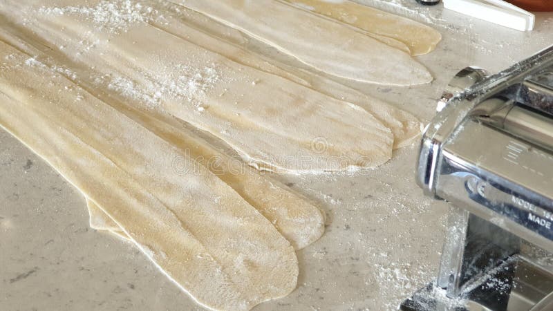 Fresh Home Made Raw Pasta Sheet on Chef Table Stock Photo - Image of ...