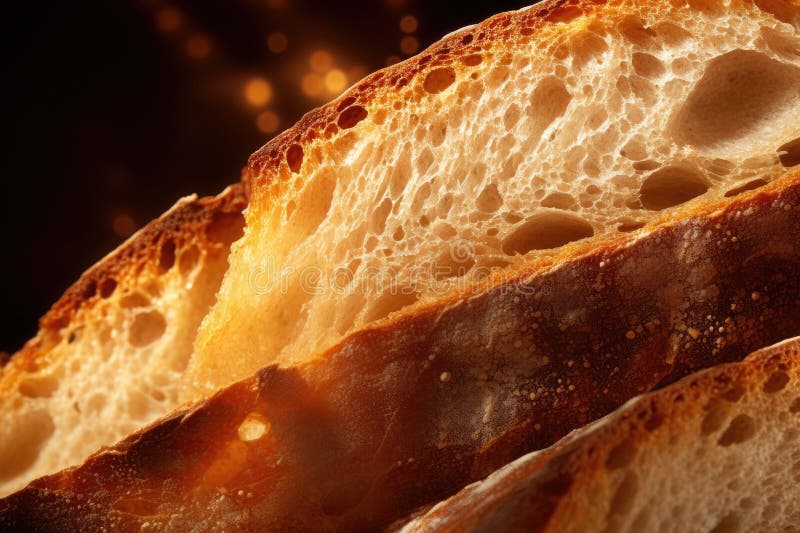 Fresh Homebaked Bread. Texture of Sliced Loaf of Bread Close Up Stock ...