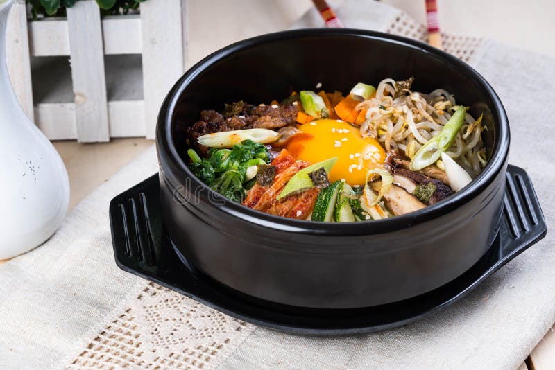 Fresh Homemade Authentic Korean Bibimbap Stock Photo - Image of cuisine ...