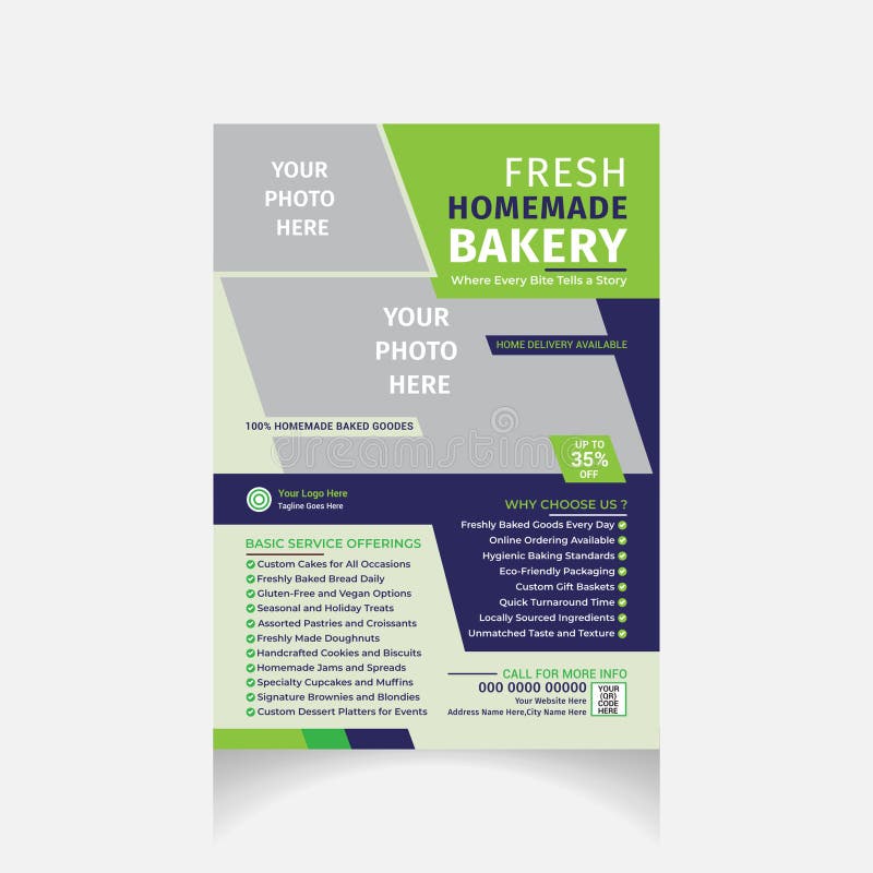 Fresh Homemade Bakery Flyer Design Template Stock Illustration ...