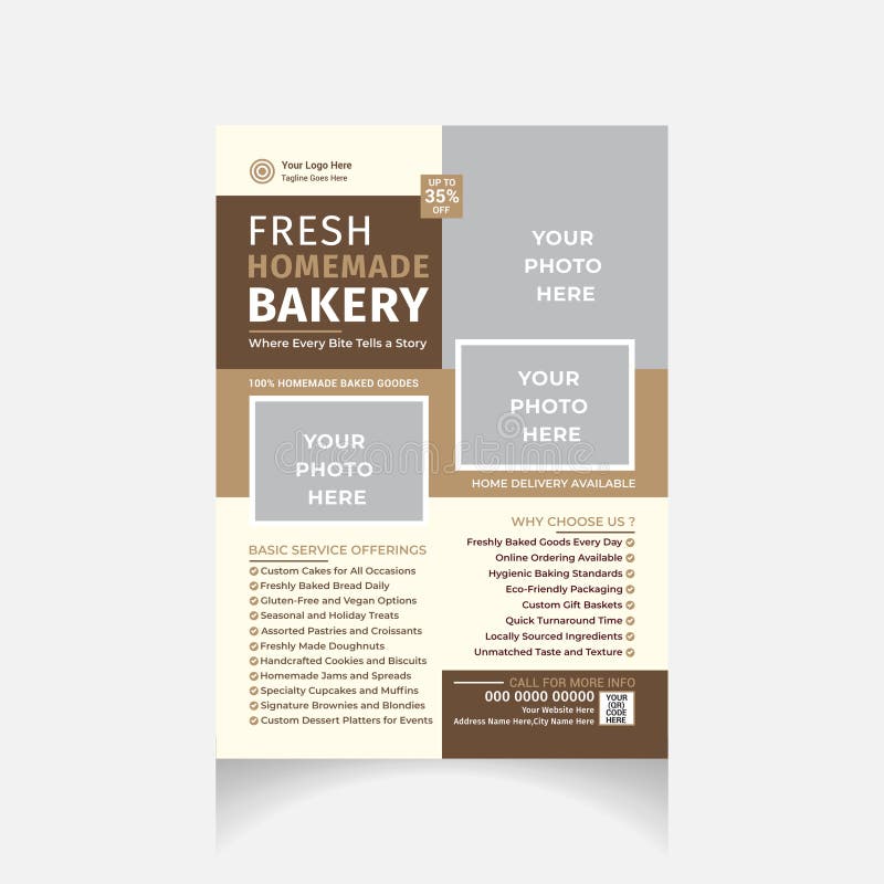 Fresh Homemade Bakery Flyer Design Template Stock Illustration ...