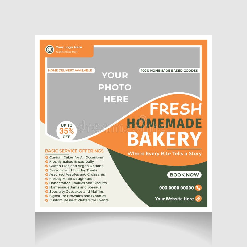 Fresh Homemade Bakery Social Media Post Design Stock Illustration ...
