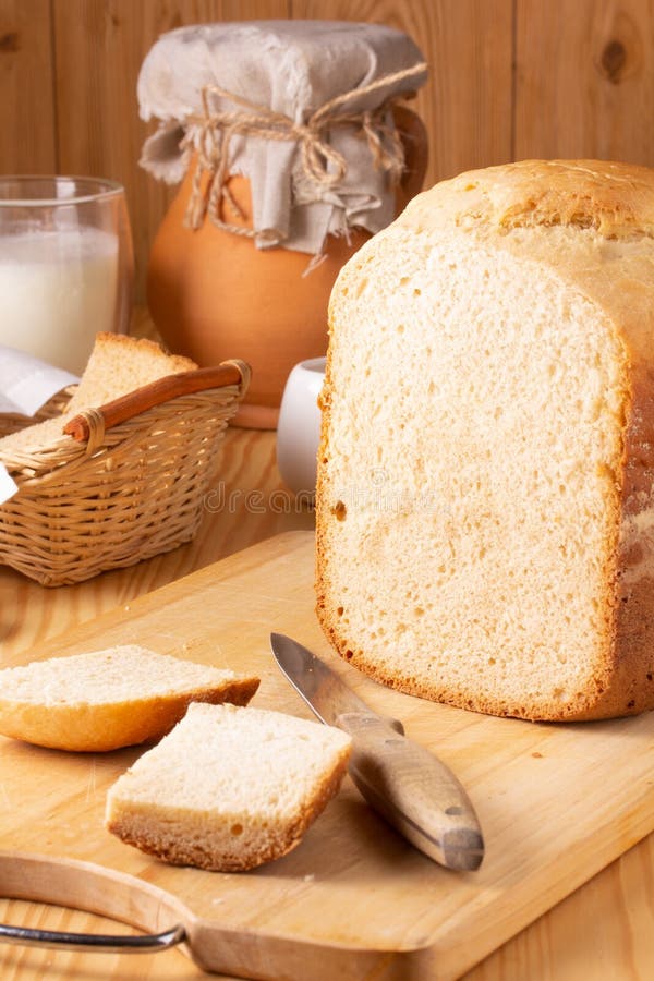 Fresh Homemade Bread on the Kitchen Table Stock Image - Image of yellow ...