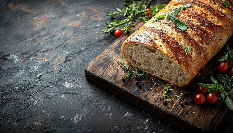 Fresh Homemade Bread Slice on Rustic Wooden Table Generated by AI Stock ...