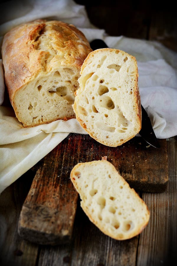 Fresh Homemade Bread on a Wooden Table Stock Image - Image of ...