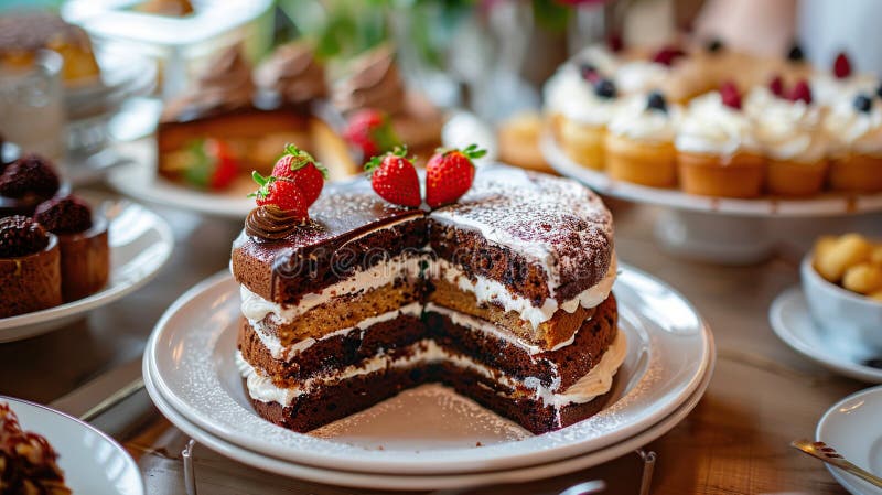 Fresh Homemade Cakes on the Plate . Generative Ai Stock Illustration ...