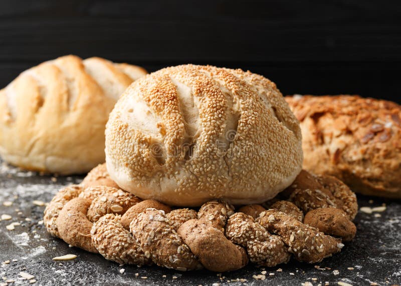 Fresh Homemade Different Types of Fresh Bread Stock Photo - Image of ...