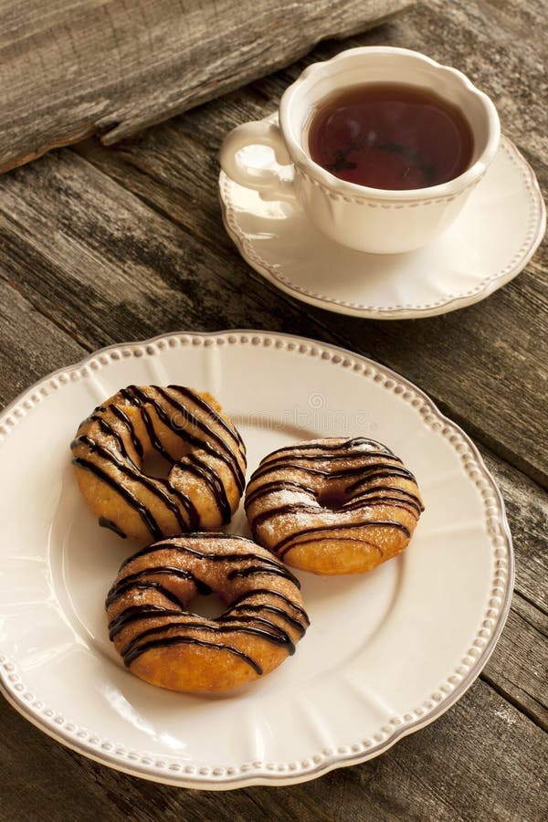 Fresh Homemade Donuts and Tea Stock Photo - Image of ceramic, cream ...