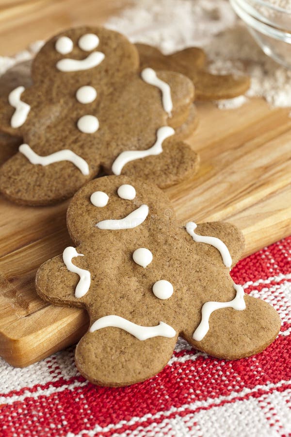 Fresh Homemade Gingerbread Men Stock Photo - Image of decorative, icing ...