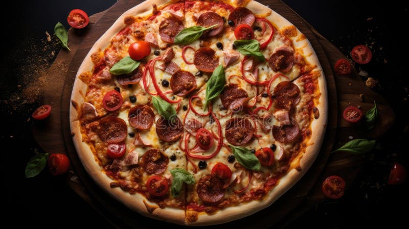 Fresh Homemade Italian Pizza Top View. AI Generated Stock Image - Image ...